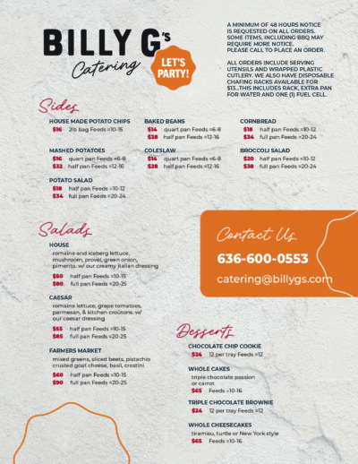 Catering - Billy G's Chesterfield