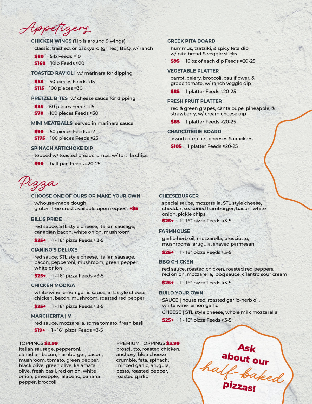 Catering – Billy G's Chesterfield Finer Diner