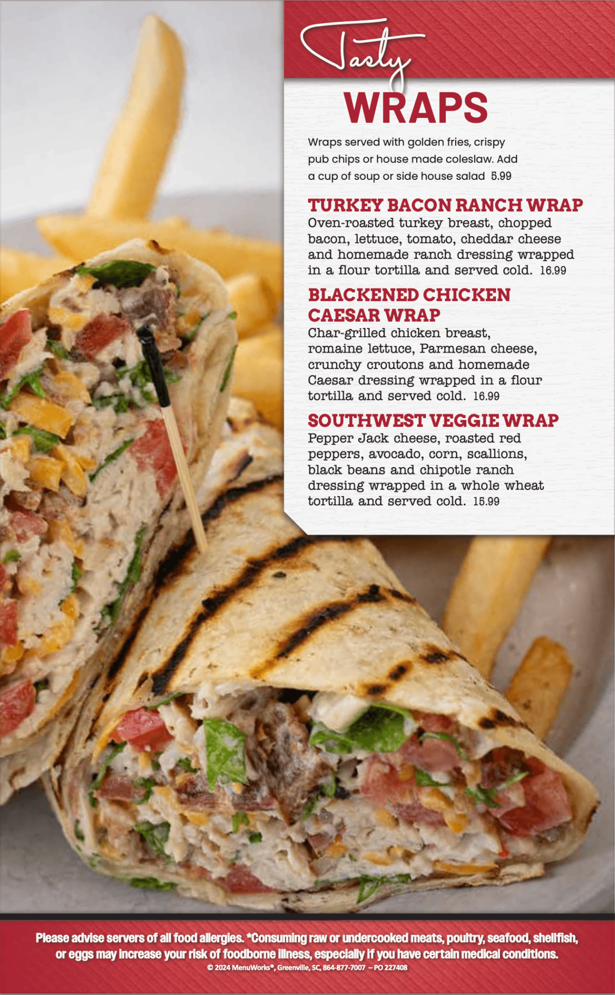 Lunch & Dinner Menu - Billy G's Chesterfield