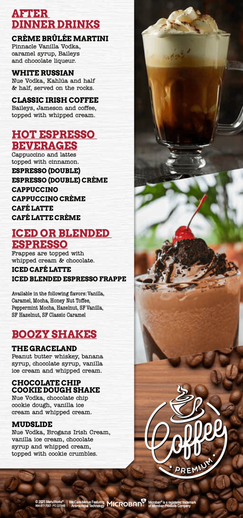Drink Menu - Billy G's Chesterfield